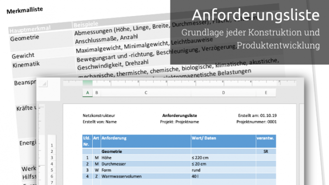 Anforderungsliste/ Lastenheft - die Grundlage jeder Konstruktion